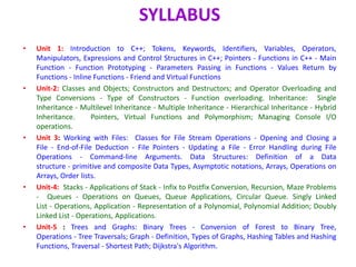Programming in C++ and Data Strucutres | PPTX