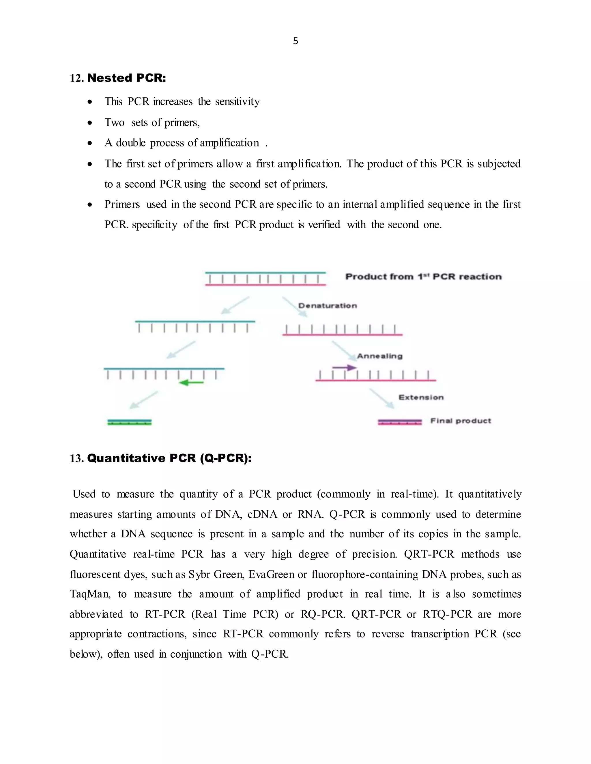 Different types of PCR | DOCX | Chemistry | Science