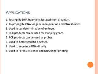PCR- Steps;Applications and types of PCR (Exam point of view) | PPTX
