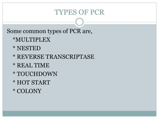 Pcr and its application | PPTX