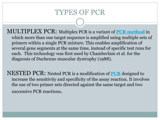 Pcr and its application | PPTX