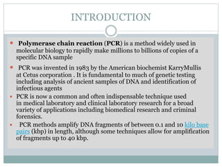 Pcr and its application | PPTX