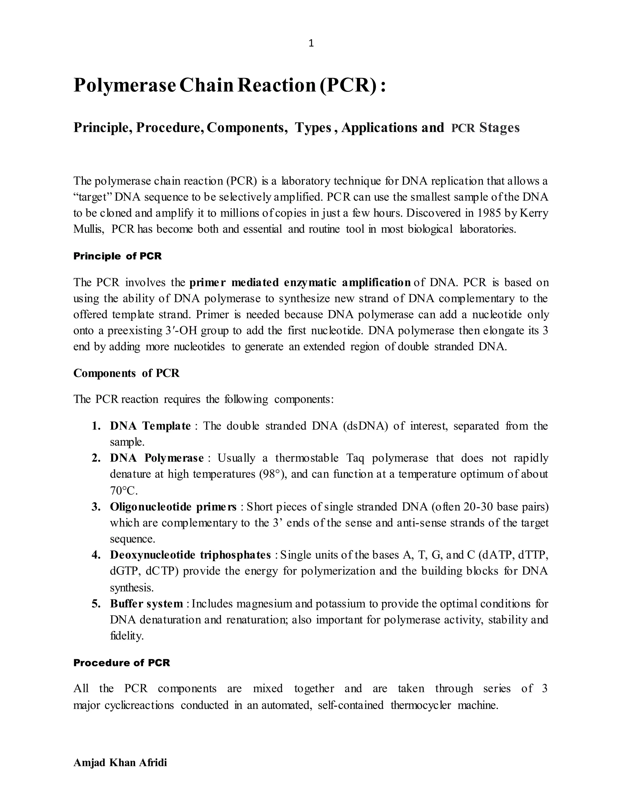 PCR and its types | DOCX