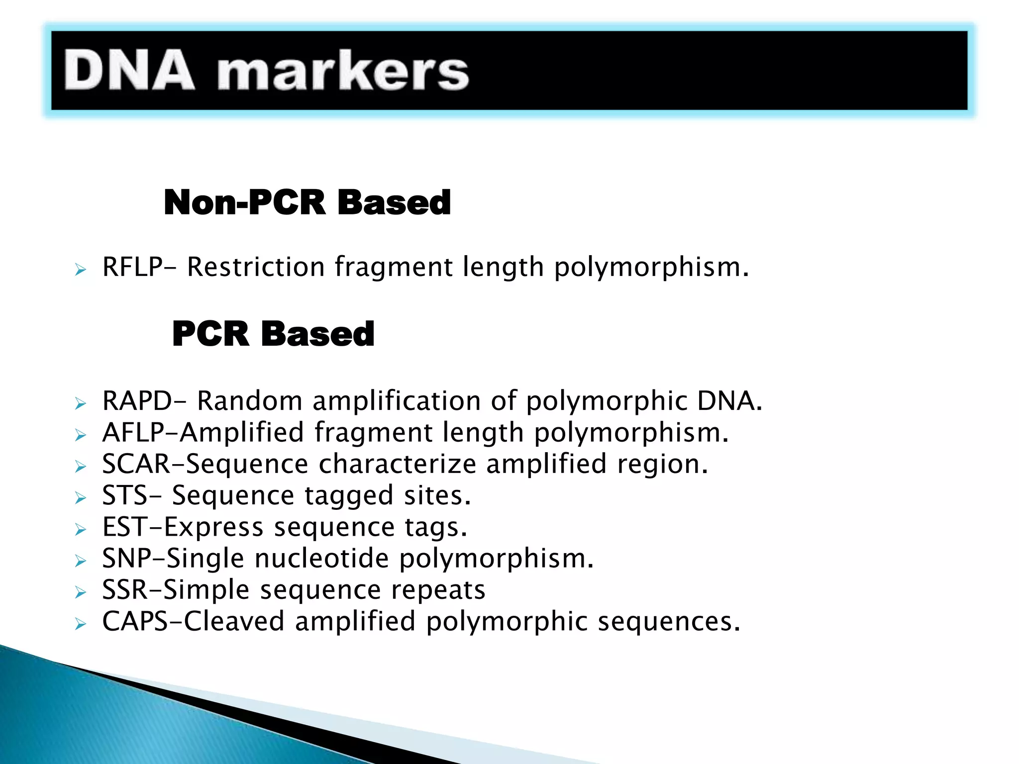 PCR and Non PCR based molecular markers | PPTX