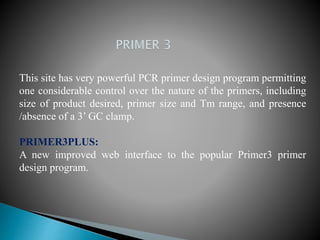 Pcr and primer designing | PPTX