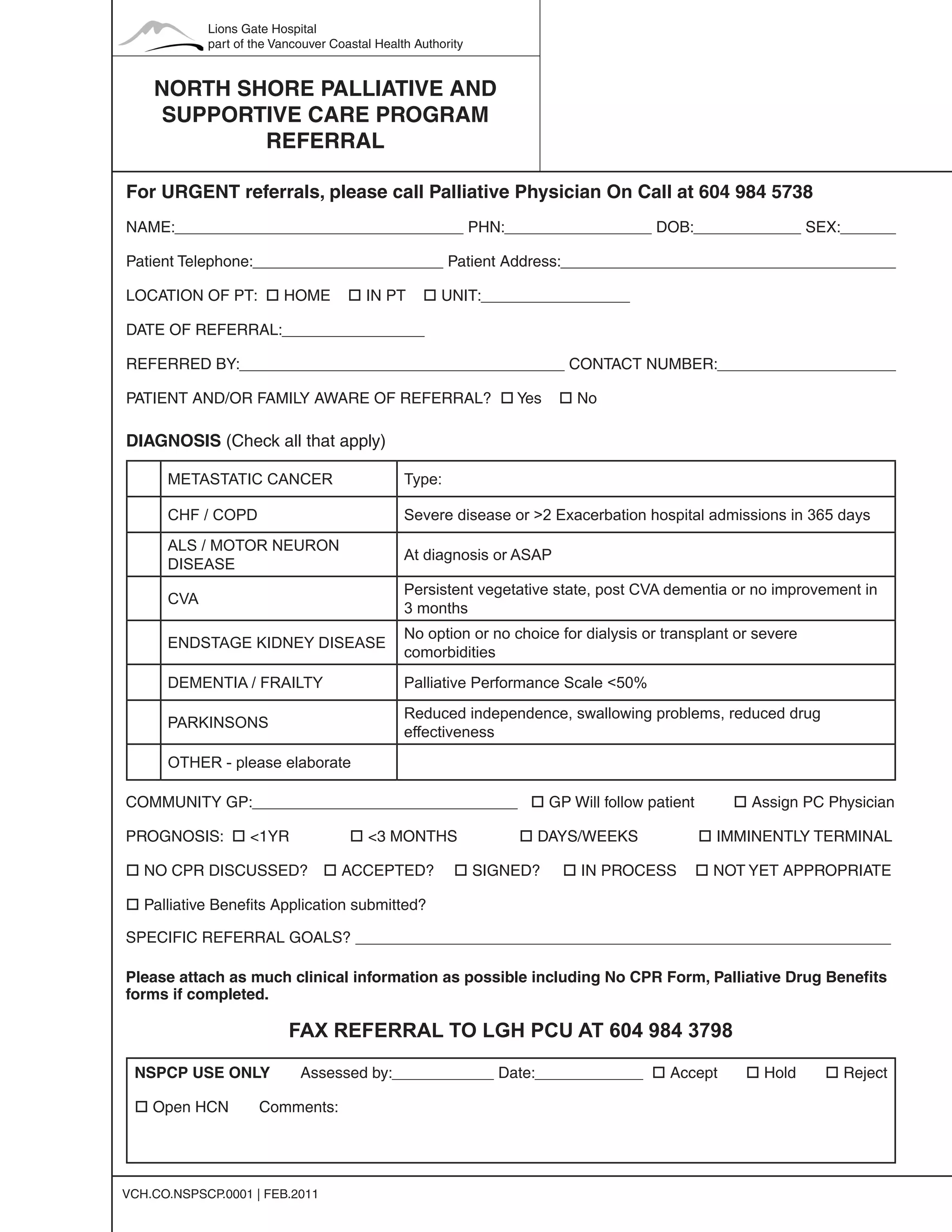 Palliative care referral | PDF