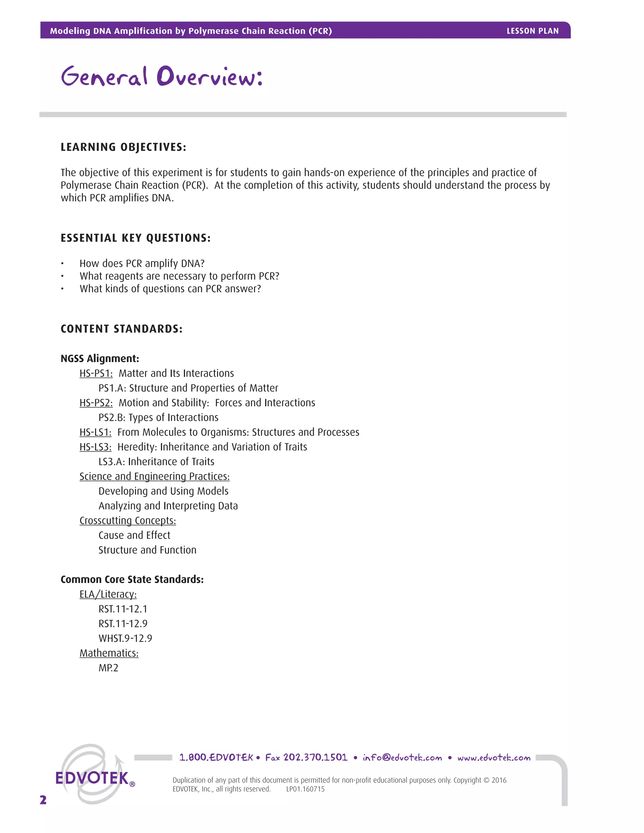 Modeling DNA Amplification by Polymerase Chain Reaction (PCR) | PDF