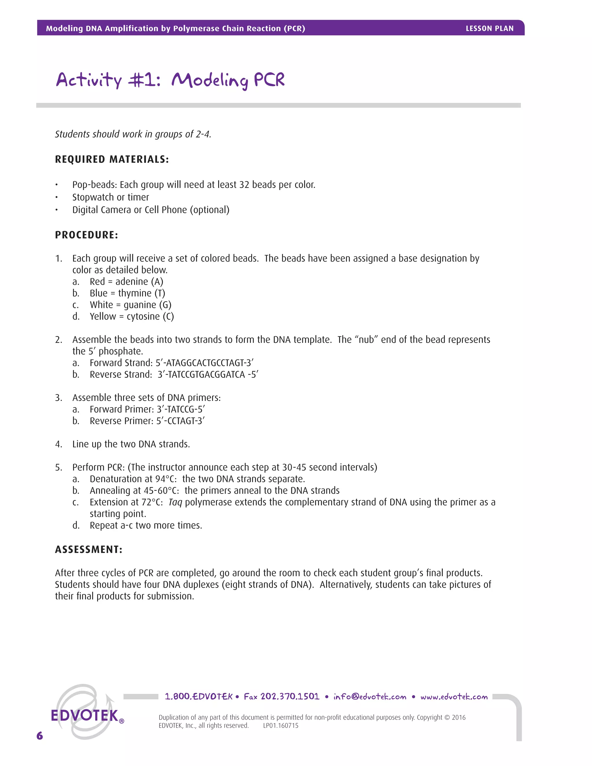 Modeling DNA Amplification by Polymerase Chain Reaction (PCR) | PDF