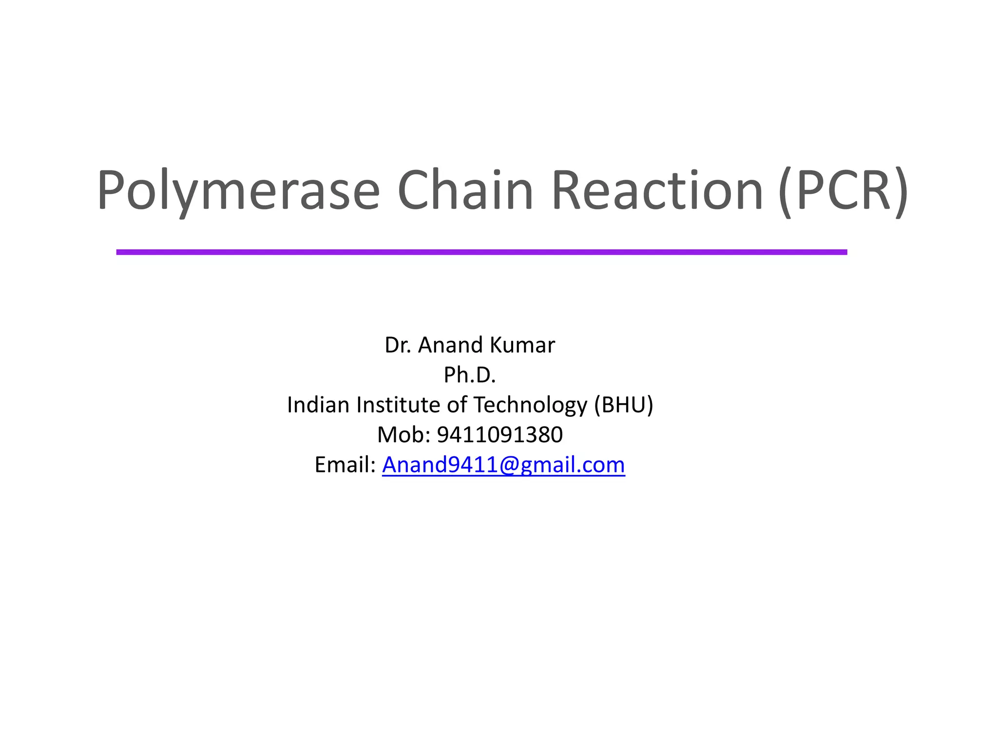 PCR Presentation.pptx | Chemistry | Science