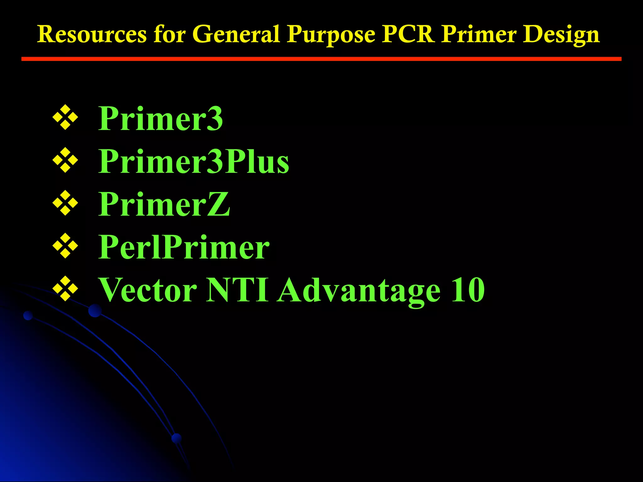 Pcr primer design | PDF | Chemistry | Science