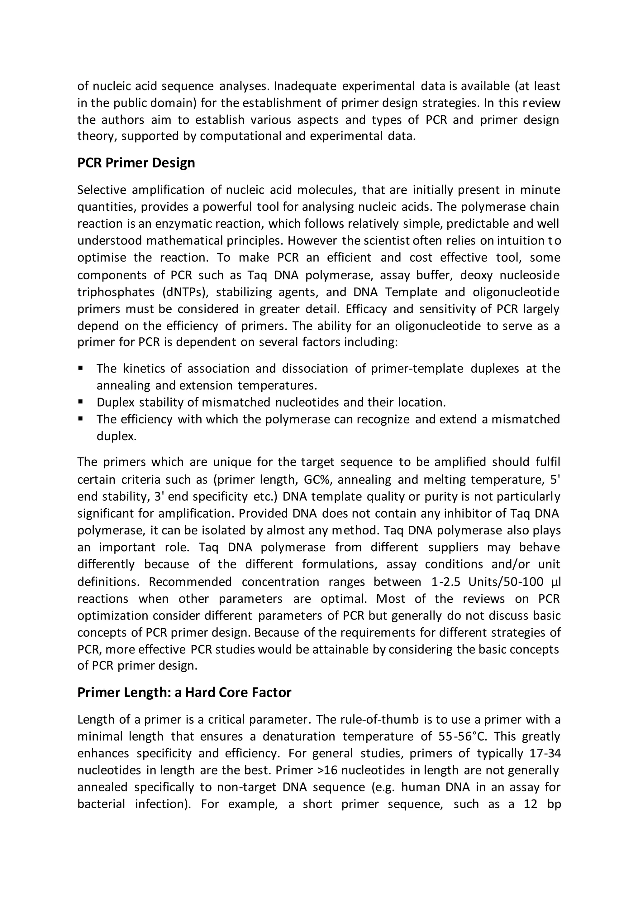 PCR Primer Designing | DOCX | Chemistry | Science
