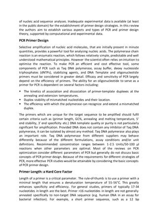 PCR Primer Designing | DOCX | Chemistry | Science