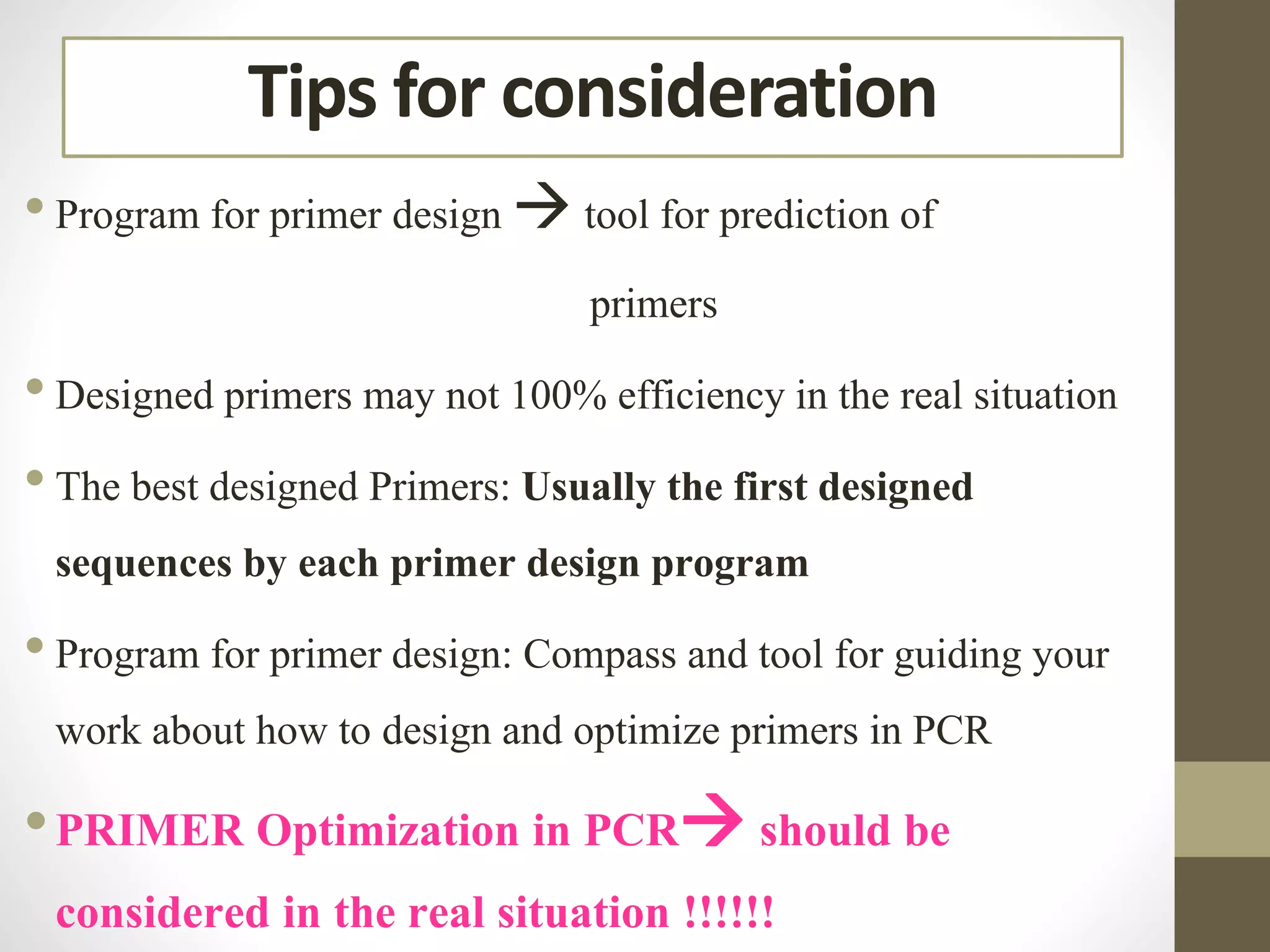 Pcr primer design english version | PDF