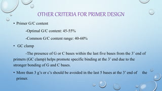 Pcr & primer designing | PPTX