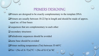 Pcr & primer designing | PPTX