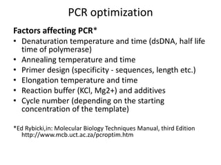 Pcr troubleshooting presentation | PPTX | Chemistry | Science