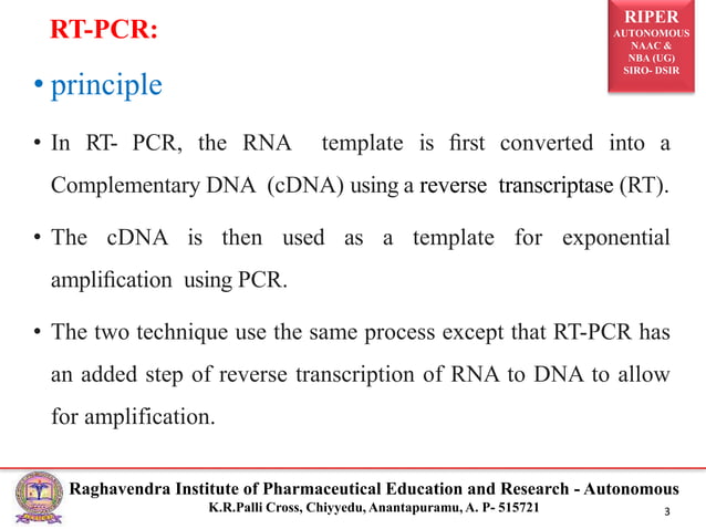 PCR and RT-PCR | PPTX