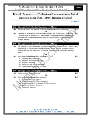 [Question Paper] Professional Communication Skills (Revised Course ...