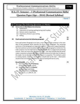 [Question Paper] Professional Communication Skills (Revised Course ...