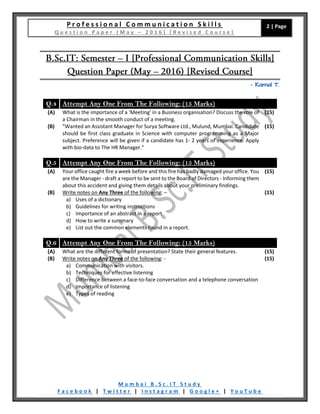 [Question Paper] Professional Communication Skills (Revised Course ...