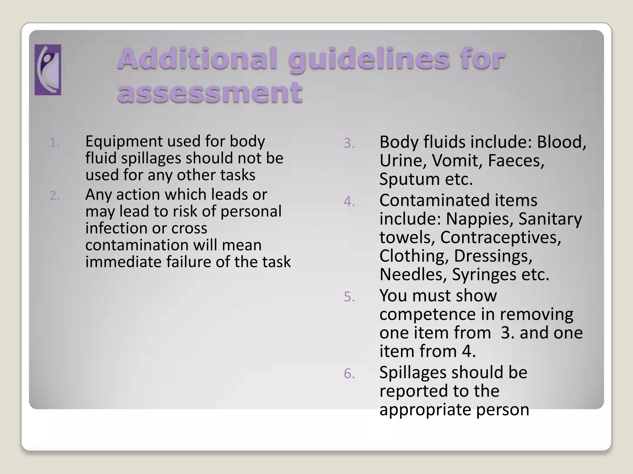 109 Clean & Dispose of Body Fluids & Hazardous Items | PPTX
