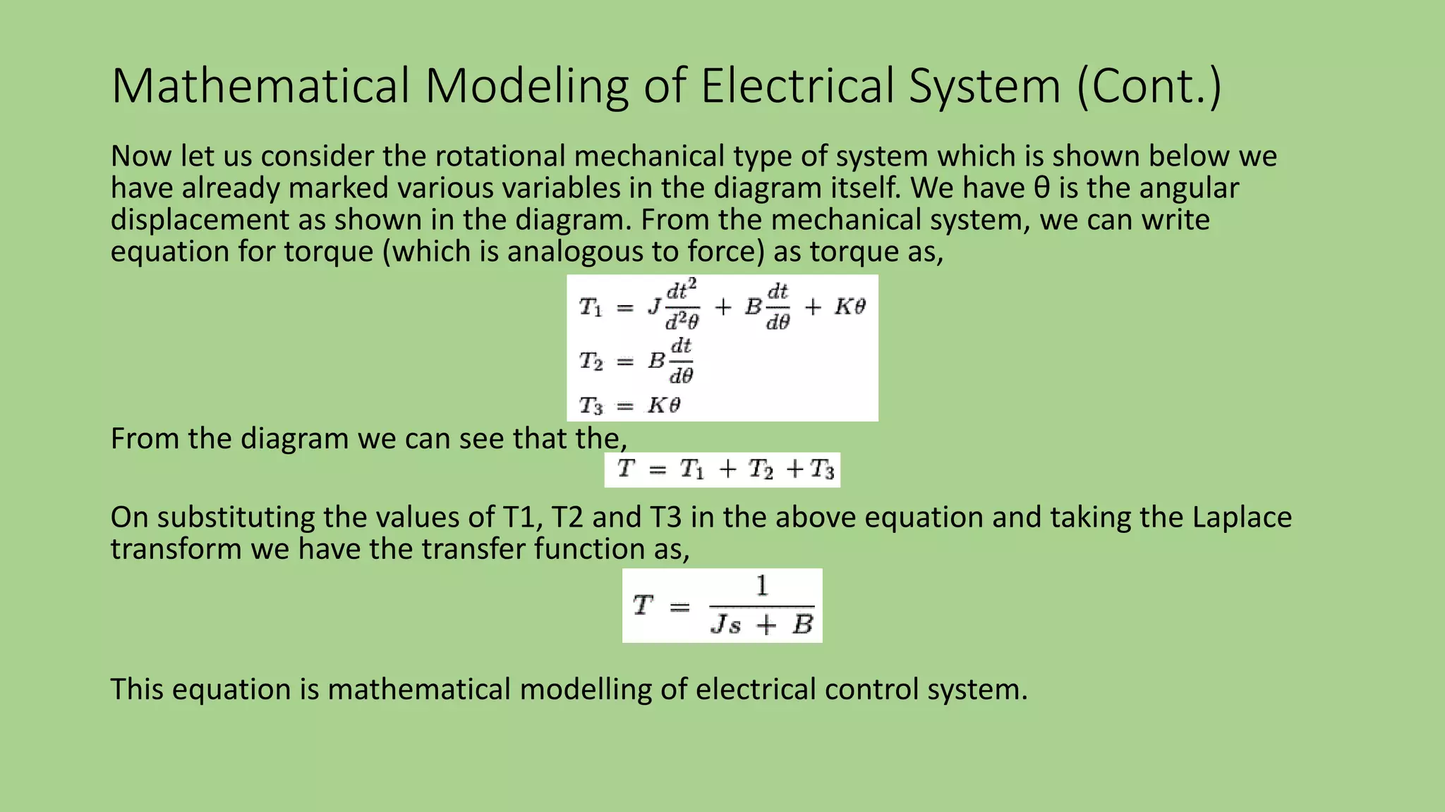 Mathematical Modelling of Control Systems | PPTX Mathematical Modelling of Control Systems | PPTX
