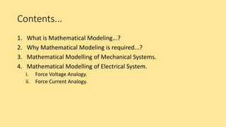 Mathematical Modelling of Control Systems | PPTX