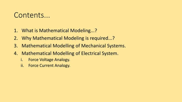 Mathematical Modelling of Control Systems | PPTX | Physics | Science