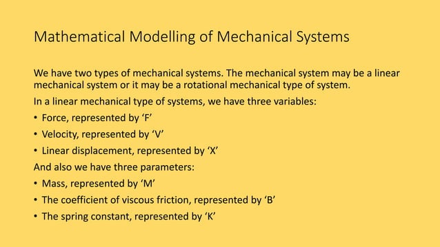 Mathematical Modelling of Control Systems | PPTX | Physics | Science