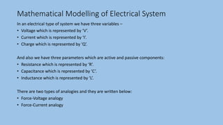 Mathematical Modelling of Control Systems | PPTX