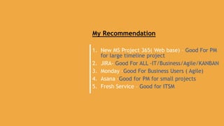 Slide Deck -Project Management Tools Evaluation/Comparison | PPTX