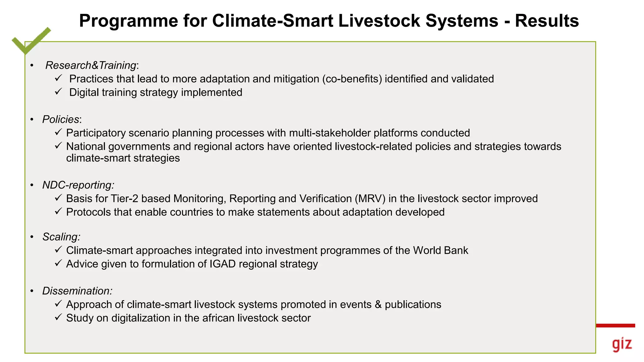 Programme for Climate-Smart Livestock systems | PPTX