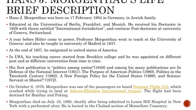 Presentation on Book "Politics Among Nations" by Hans J. Morgenthau | PPTX