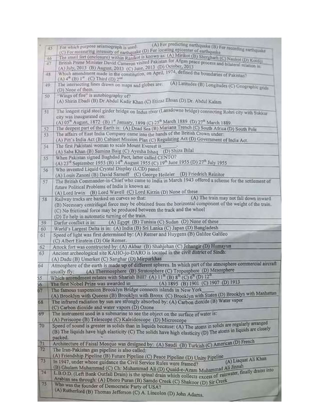 SPSC CCE 2013 Pcs screening test | DOCX