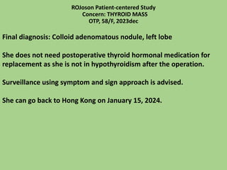 ROJoson Patient-Centered Study: THYROID - OTP23dec18 | PPT