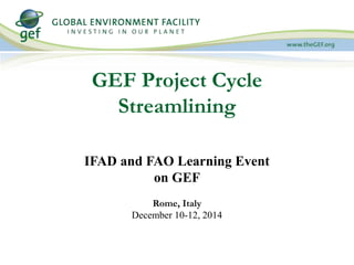 GEF Project Cycle Streamlining | PPT