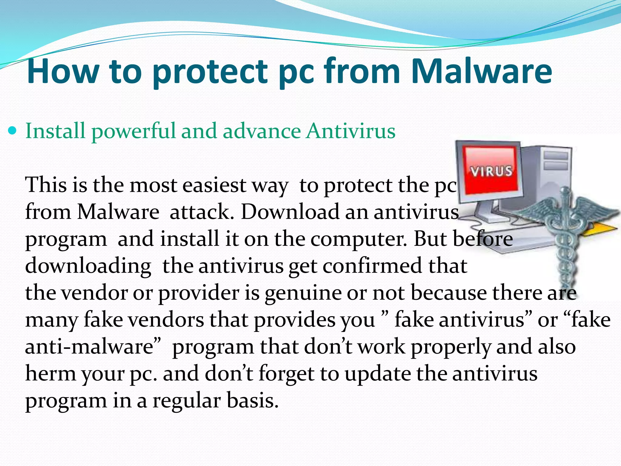 How to protect pc against Malware | PPT