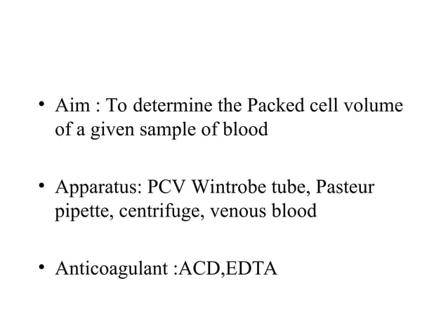 PCV 2.ppt on packed cell volume presentation | PPT