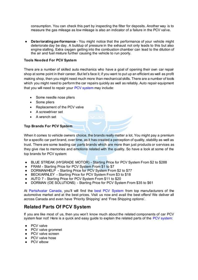 Car Filter PCV Systemystem | PDF