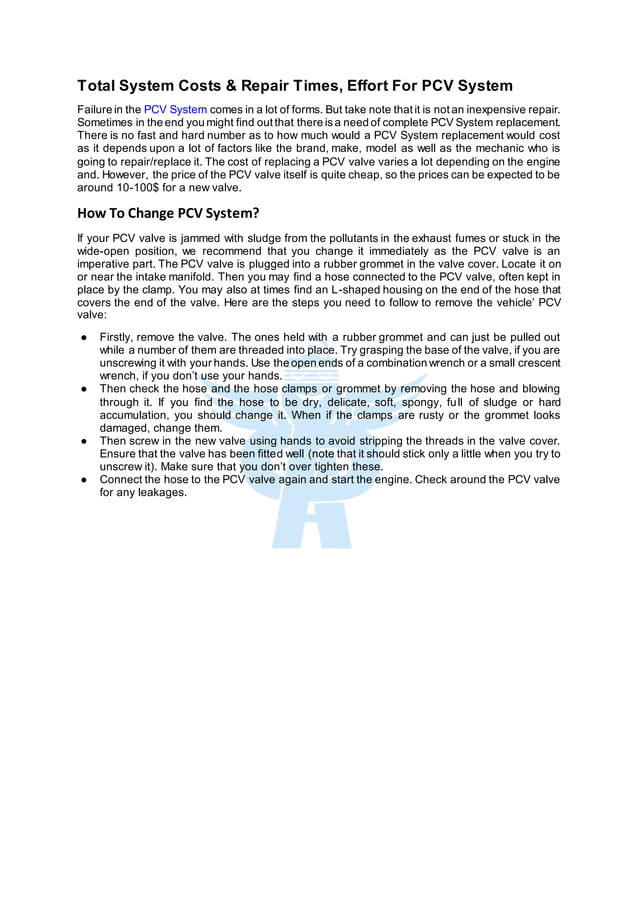 Car Filter PCV Systemystem | PDF