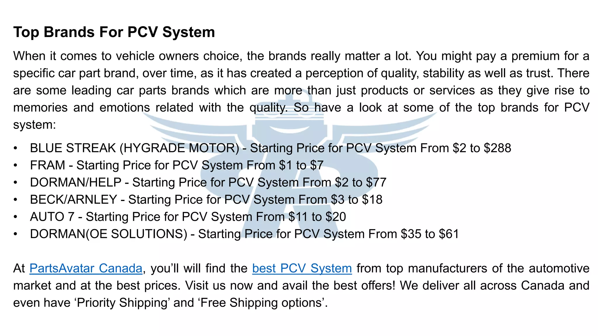 Car Filter PCV System | PPTX