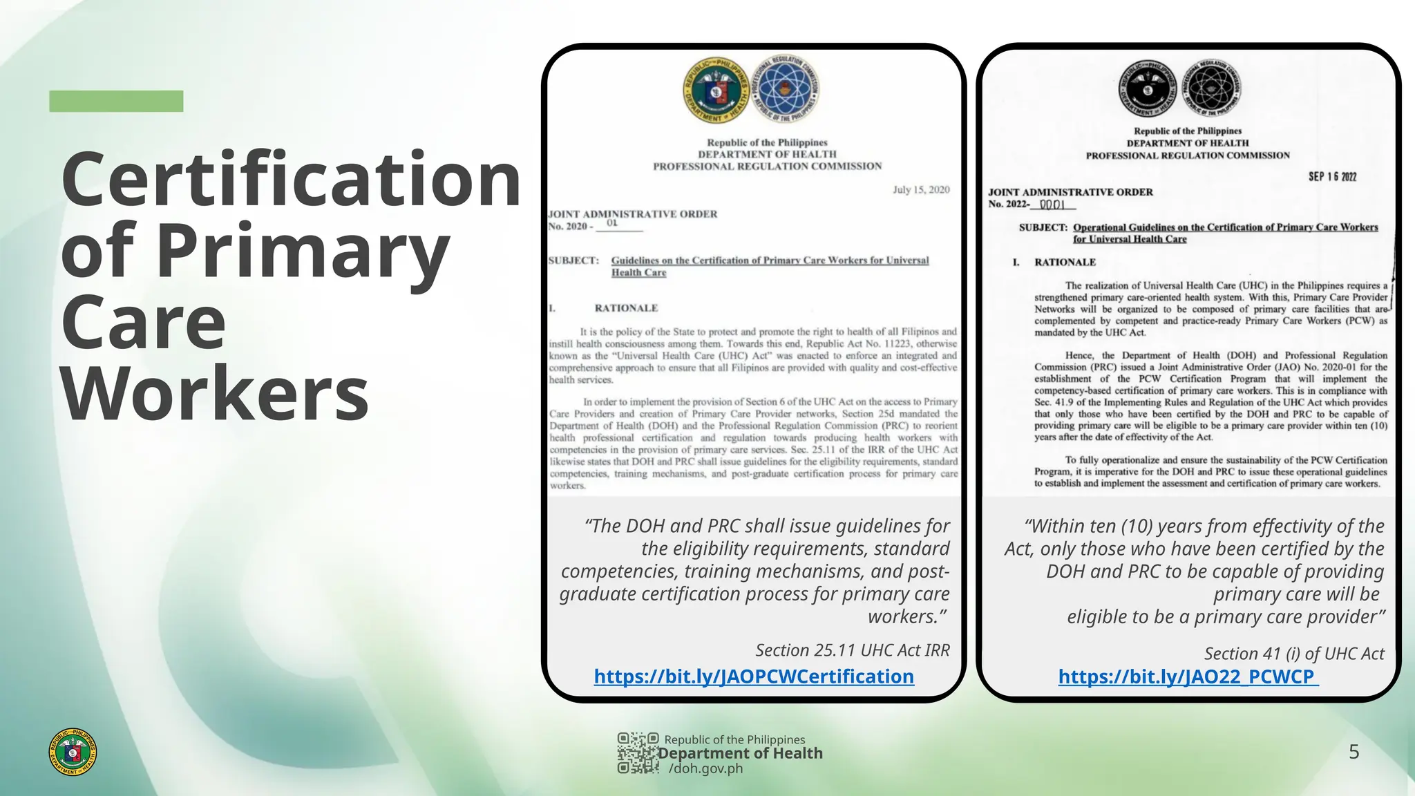 Primary Care Workers Certification - Department of Health | PPTX