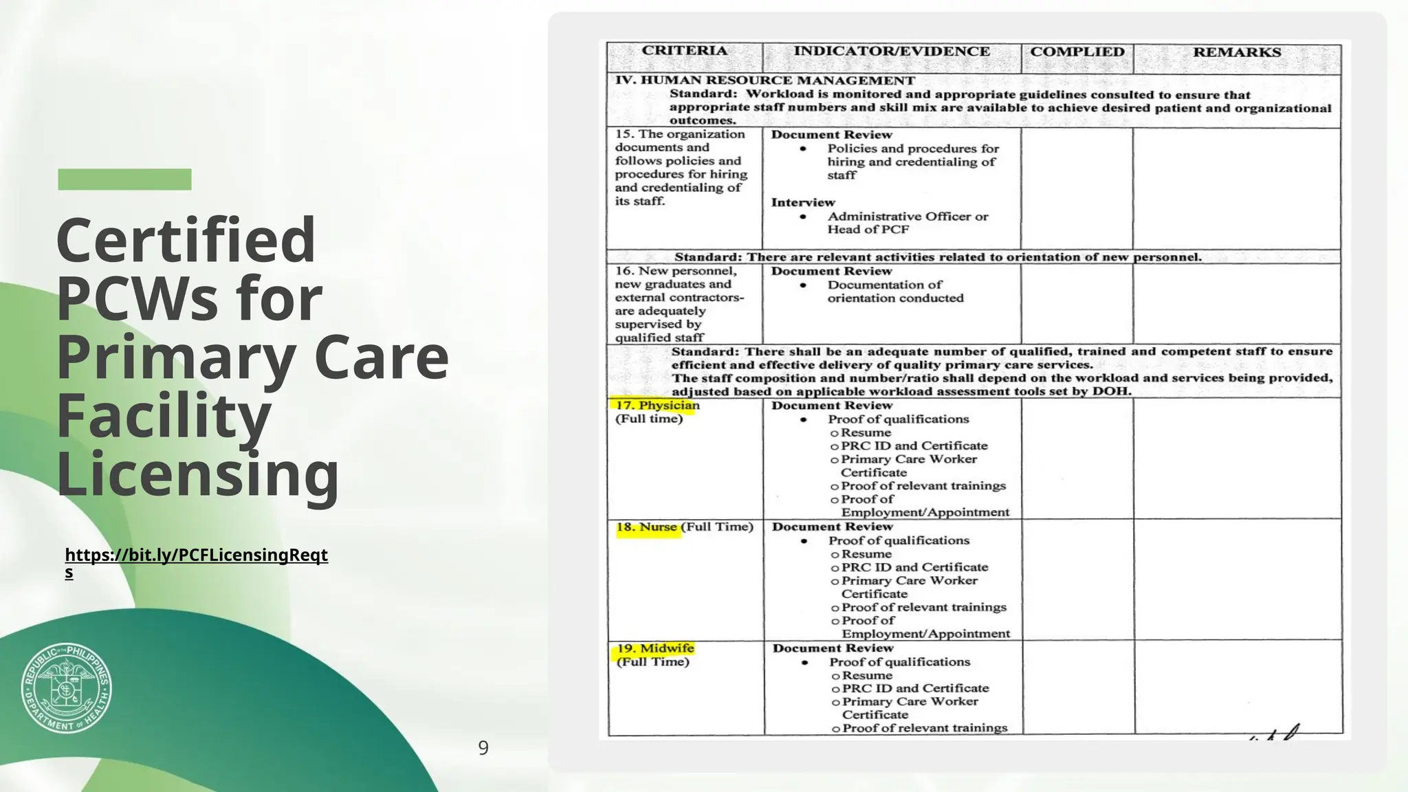 Primary Care Workers Certification - Department of Health | PPTX