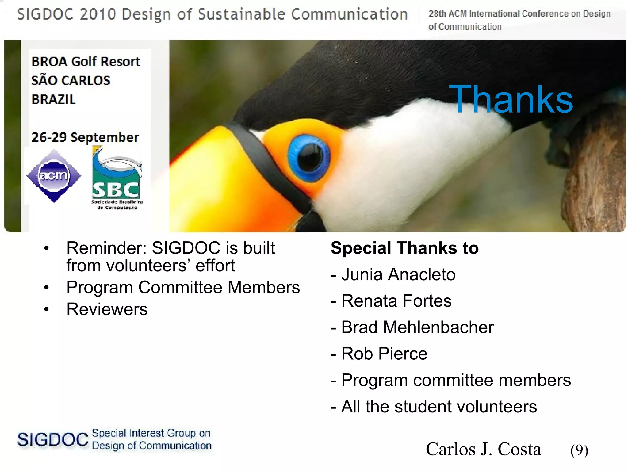 Pc welcome sigdoc2010-checked | PPT
