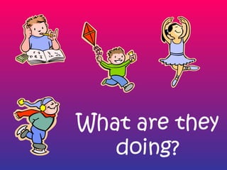 Present Continuous writing game : What are they doing? | PPTX