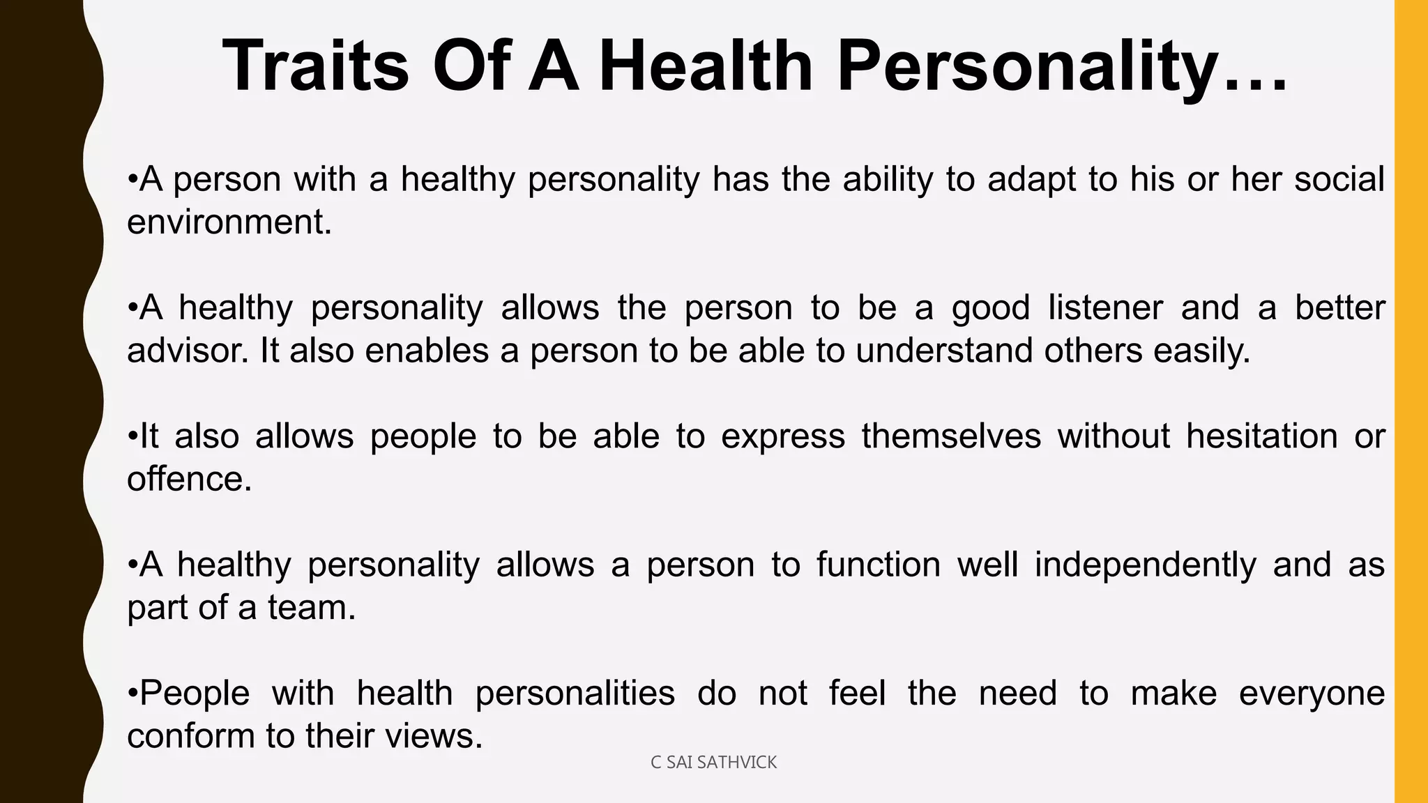 Characteristics of healthy personality | PPTX