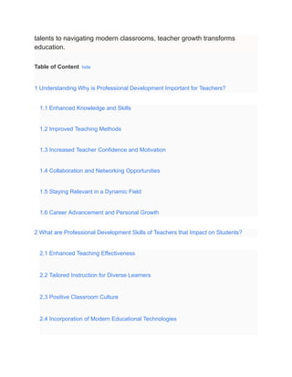 WHY IS PROFESSIONAL DEVELOPMENT IMPORTANT FOR TEACHERS | PDF