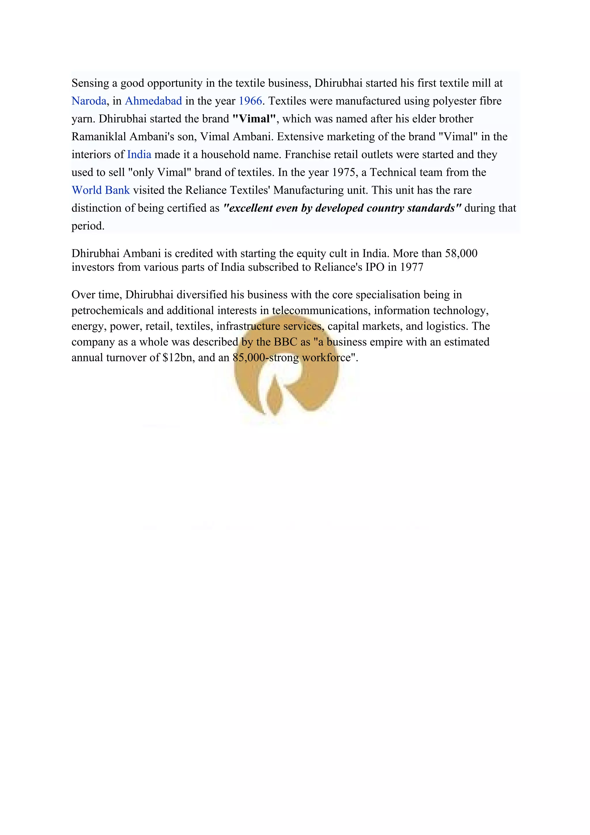 Dhirubhai Ambani Leadership | DOC