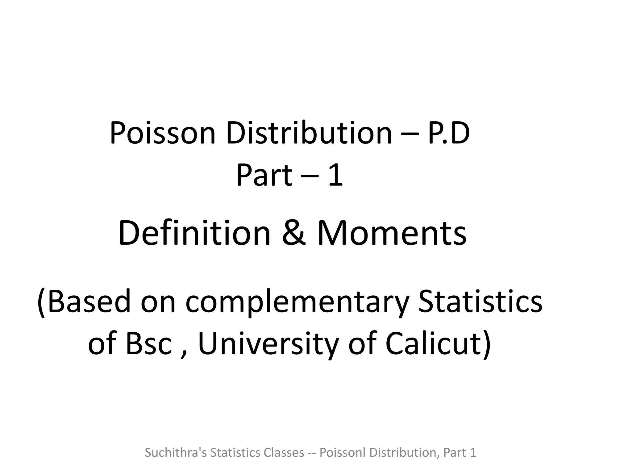 Poisson Distribution Part 1 | PPTX