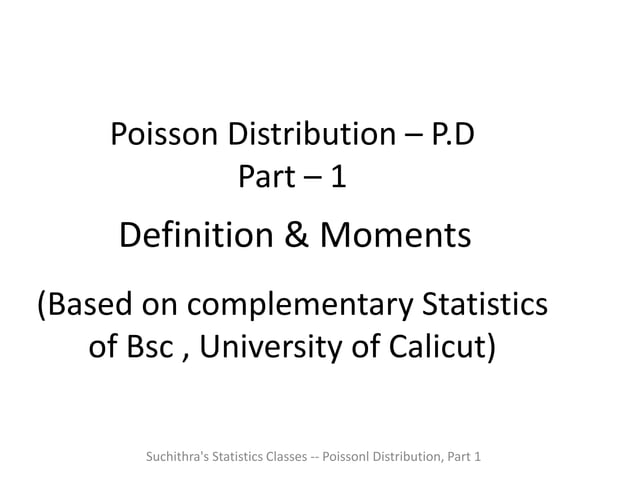 Poisson Distribution Part 1 | PPT